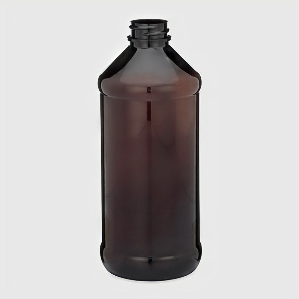 16 oz Amber PET Plastic Modern Round Bottles (Cap Not Included ...